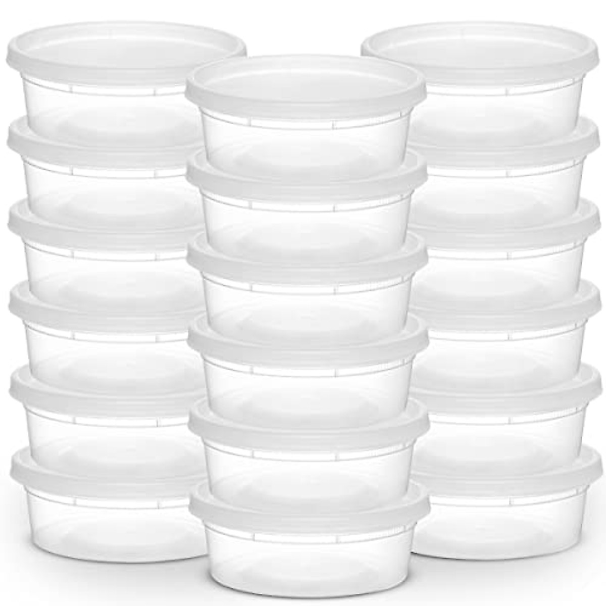 Deli Food Containers with Lids - 8 oz 60 Sets- Ideal for Food, Snacks, Takeout, Meal Prep - 1 Cup Small Durable Clear Containers for Food - Stackable and Durable, Freezer, Dishwasher & Microwave Safe