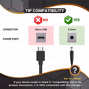PowerSource 17-20V 7Ft Extra Long UL Listed Wall Charger for Bose Soundlink I II III 1 2 3 Wireless Bluetooth Mobile Speaker 404600 414255 S024RU1700100 Power-Adapter-Supply Cord
