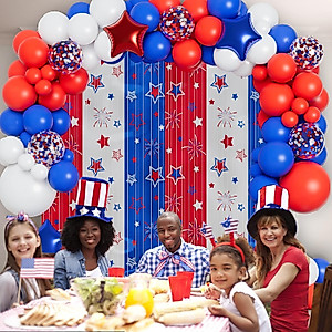 Bonropin 151pcs Red White and Blue Balloons Garland Arch Kit 4th of July Graduation Baseball Game Party Decoration Birthday Wedding Nautical Baseball Theme with Star Foil Balloons