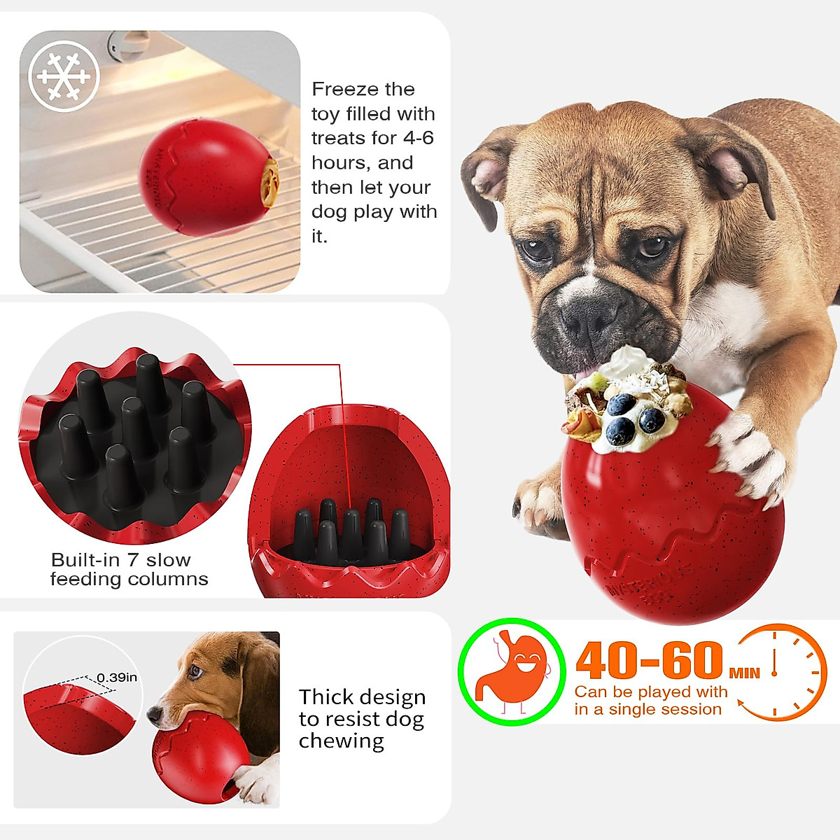 Hihope Dog Toys for Aggressive Chewers Large Dogs 2Pack,Puppy Chew Toys,Natural Rubber Indestructible Dog Toys,Treat Dispensing Dog Toy - Stuffable Dog Toy for Chewing & Playing
