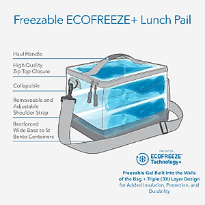 PackIt Freezable Lunch Pail, Black/Gray, Engineered with ECOFREEZE+ Technology: Triple Layered Protection for Ultimate Cooling, with Removable Crossbody Strap, Fresh Food On the Go