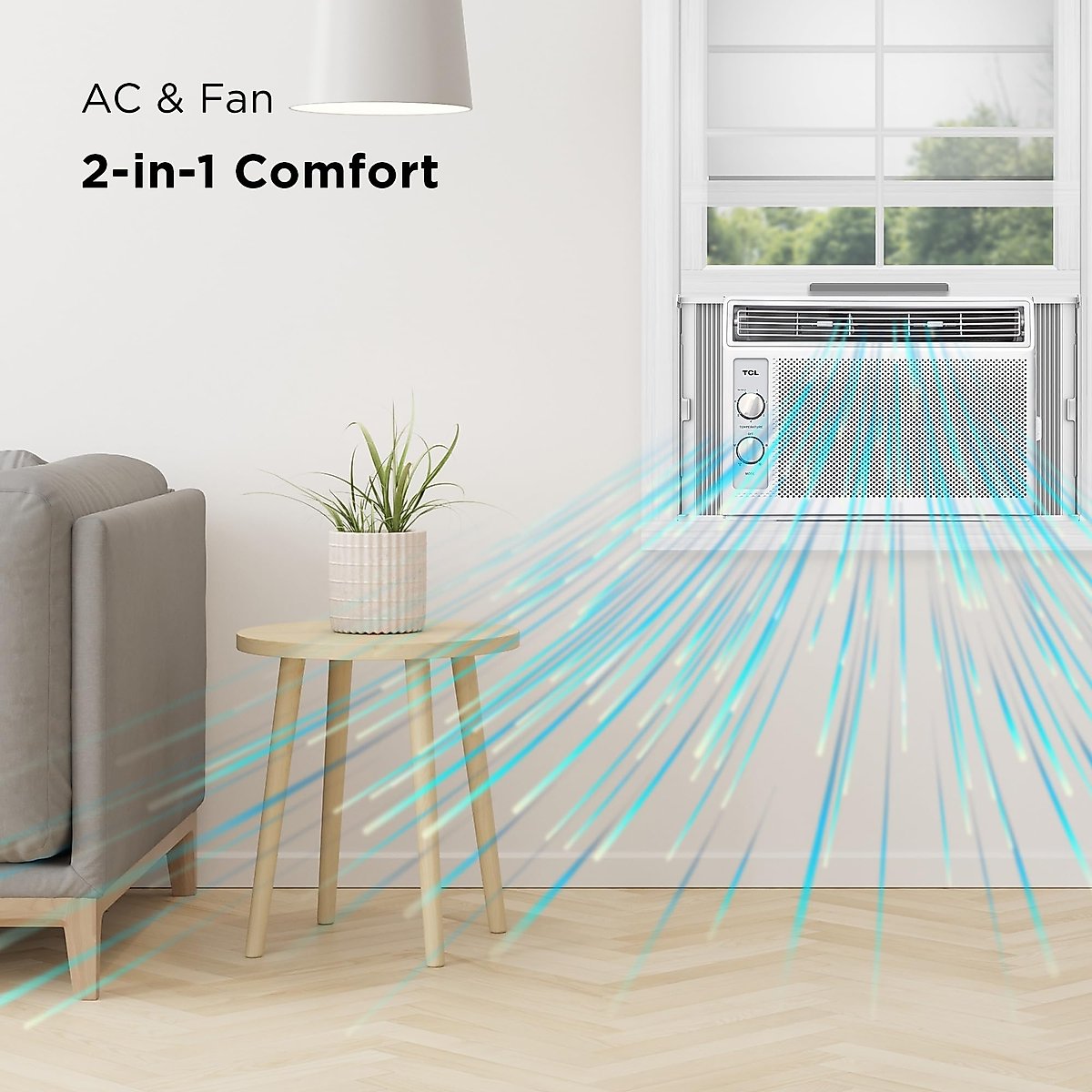 TCL H5W33M 5,000 Mechanical Controls 5000 BTU Window Air Conditioner,150 Sq. Ft, Easy-to-Use, Reusable Filter, Compact Design, White