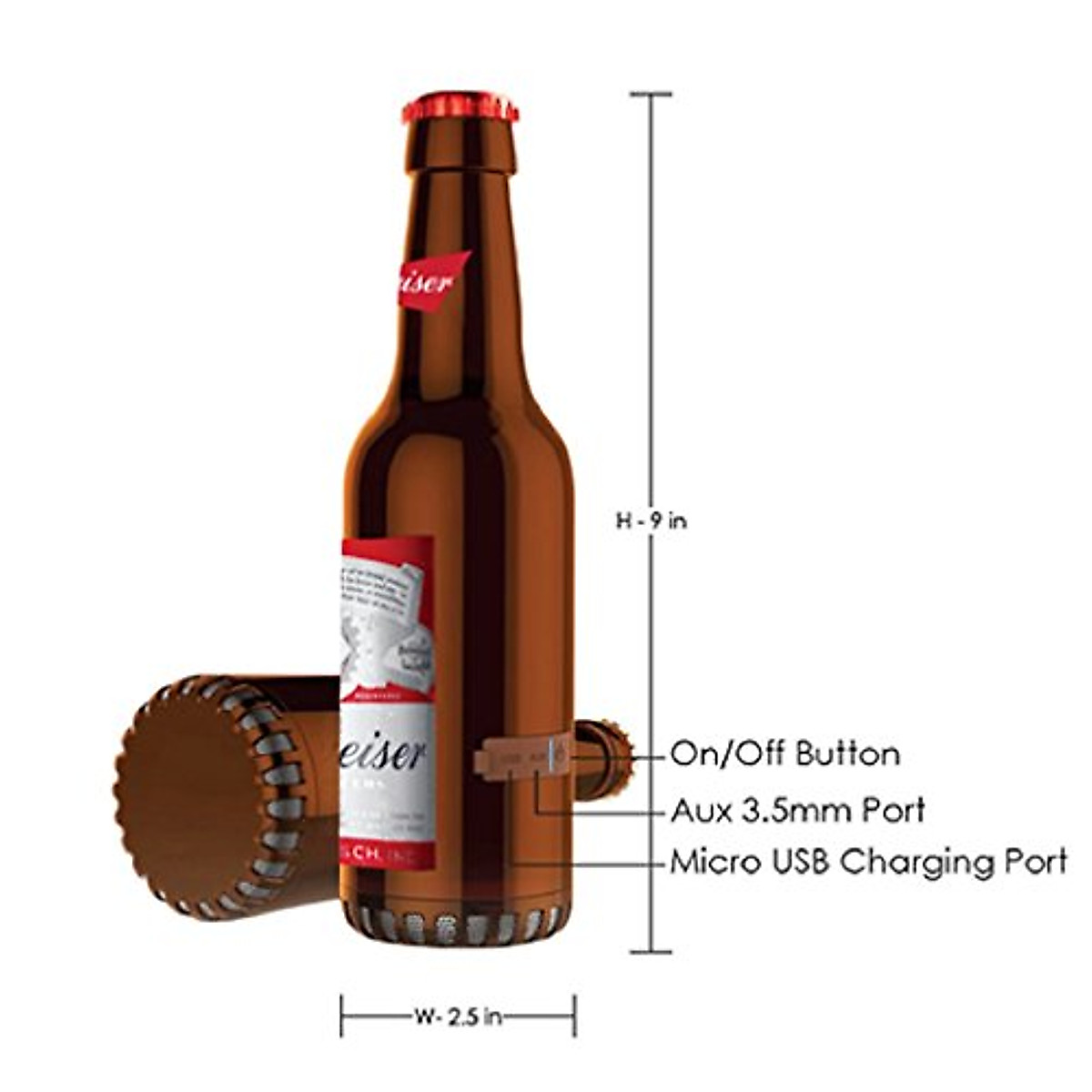 Budweiser Bluetooth Bottle Speaker Authentic Design Wireless Budweiser Red Speaker, Loud Audio Beer Speaker- Bud Weiser Red