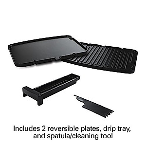 Proctor Silex 5-in-1 Electric Indoor Grill, Griddle & Panini Press, Opens Flat to Double Cooking Space, Reversible Nonstick Plates, Stainless Steel (25340R)