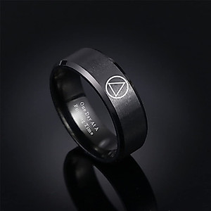 One Day At A Time Sobriety Gifts for Women Men Stainless Steel Sober Recovery Band Ring Inspirational Alcoholics Anonymous Addiction Surgery Recovering Jewelry Gift for Family Friend,Size 8