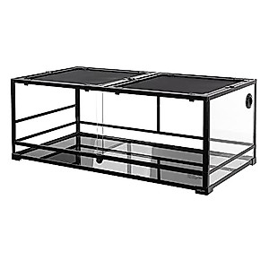 REPTI ZOO 85 Gallon Reptile Glass Terrarium, 48" x 24" x 18" Reptile Detachable Terrarium with Double Hinge Door & Screen Ventilation, 2 in 1 Large Reptile Terrarium