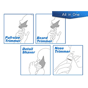 Electric Shaver and Beard Trimmer - 5 in 1 Multi-functional Rechargeable Cordless Grooming Kit for Men and Women- Face, Body, Beard, Nose Hair Trimmer with Micro Shaver, RCF-2059 (Black)