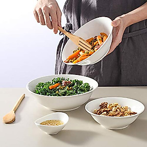 LIFVER Soup Bowls, 48 oz Large Deep Bowls, White Ceramic Bowls, Noodle Pho Bowls, Salad Bowls, Pasta bowls, Bowls for Ramen Noodle Pho Cereal, Set of 4, Dishwasher & Microwave Safe