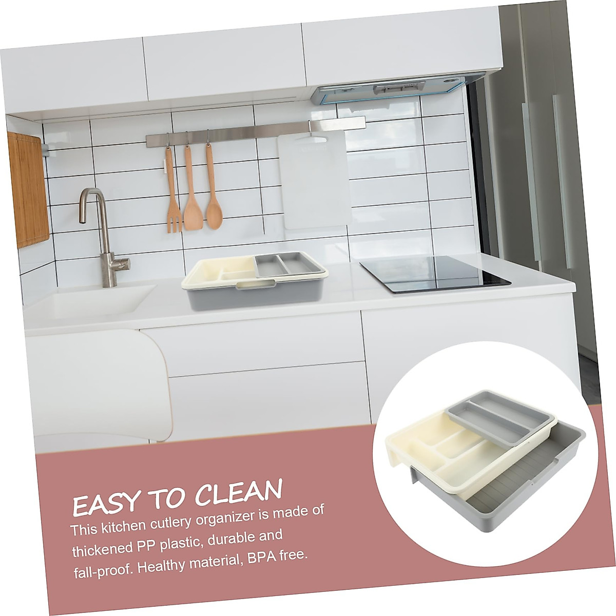 KJHBV 1 Set Compartment Cutlery Box Kitchen Drawer Organization Silverware Organizer Utensil Tray Kitchen Cutlery Tray Plastic Organizers Portable Utensil Holder Pp Fork Spoon Detachable