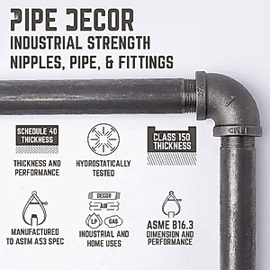 Pipe Décor 12HOOK4PK Rustic and Chic Industrial Style Wall Hooks Complete Set Industrial Steel Grey, Includes Threadlock Glue (4-Pack)