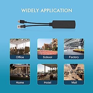 Gigabit PoE USB C Splitter 48V to 5V 2.4A, IEEE 802.3af/at 10/100/1000Mbps Active PoE Power Over Ethernet USB C Splitter Adapter for Security IP Cameras, iPads, Raspberry Pi4, Dropcam