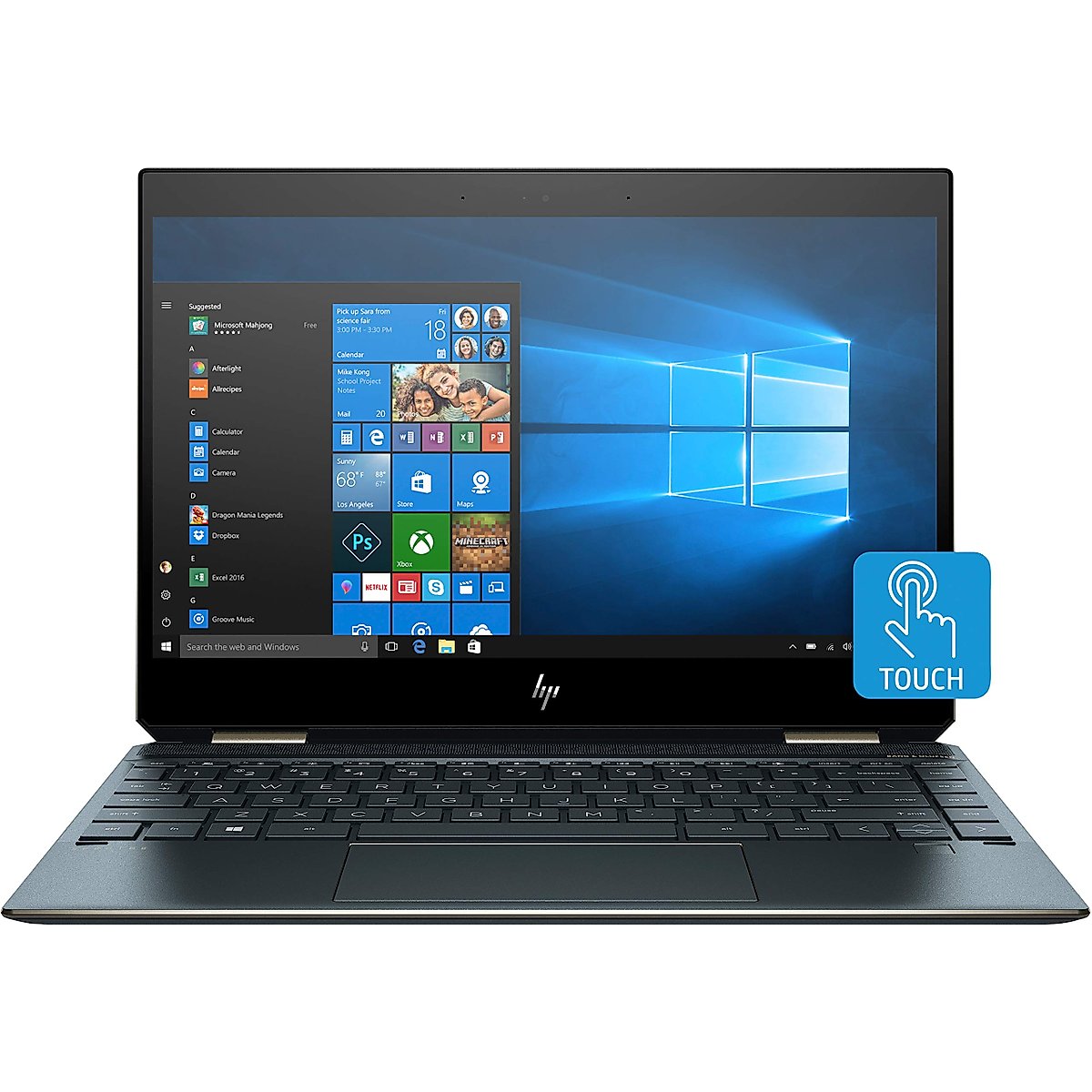 HP Spectre x360 13 2-in-1 Laptop: Core i7-8565U, 16GB RAM, 512GB SSD, 13.3" 4K UHD Touchscreen Display, Backlit Keyboard, Fingerprint Reader