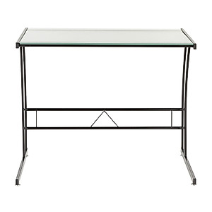 LumiSource Single Bit Computer Desk, Home Office Desk, Black Desk, Glass Desk, Small Desk for Bedroom, Gaming Desk, Contemporary Desk