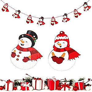 Christmas Wooden Snowman Bunting Banner Xmas Snowman Garland Christmas Hanging Snowman Banner 6.56 ft Xmas Party Decorations for Christmas Festive Holiday Home office Winter Photo Props Decoration