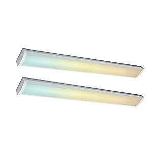 Run Bison 4FT LED Wraparound Light Fixture, 3 Color Selectable 3500K-5000K,Lumen Adjustable 3680/4600/5520LM,120-277V, 0-10V Dimmable Vapor Proof Parking Garage Light Fixture - 2 Pack