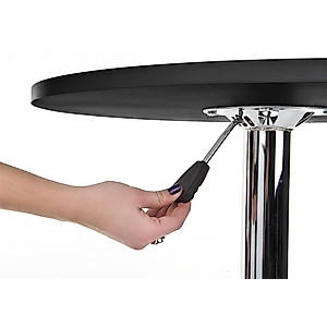 Displays2go Modern Hydraulic Bar Table, 23.5 Inch Round, Aluminum/Wood, Adjustable Height – Black (BRTBLA1B)