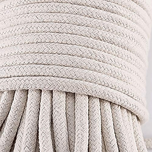 ZEONHEI 328 Feet 1/4 Inch White Natural Cotton Rope, Cotton Clothesline Rope, All-Purpose Craft Rope for Clothes Hanger, Garden Flower Potted Plants, Laundry Line Dryer, 1 Solid Rope