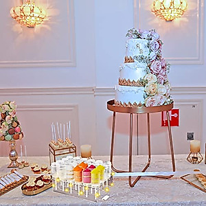 30 Hole Push Pop Cake Stand and 30 Packs Push up Cake Pop Shooter Plastic Pop Containers Cake Pop Holder with LED Lights for Halloween Wedding Candy Ice Cream Dessert Display (Square)