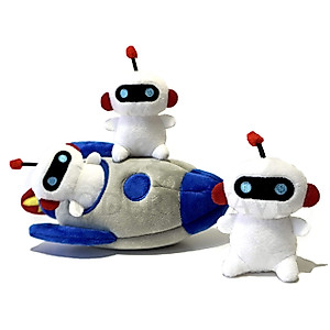 MODERN WAVE - Interactive Squeaky Plush Hide and Seek Squirrel Type Puzzle Toy for Dogs, Small Size (Rocketship and Robots)