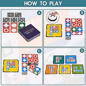 Funtactics Wooden Matching Game Puzzle 3.0 Games, Pattern Block Match Puzzles Building Cubes with Bell for Kids and Adults Toys Board Games for Family Night 5 Players