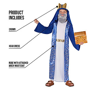 Morph 3 Wise Men Costume Kids, Biblical Nativity Costume, Catholic Saint Outfit, Three Kings Dress Up, 7-9 Years