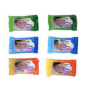 Dependable Industries 6 Piece Travel Size 10 Pack Baby Wipes Fits in Purse Diaper Bag & Glove Compartment Children's Hands and Face School Home