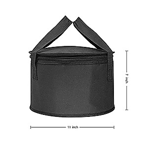 2 Pack 11X7 inch Round Insulated Thermal Pie Carrier Slow Cooker Bag,Reusable Insulated Cake Carriers Casserole Carrier Cooler Bags for Potluck,Picnics,Collapsible Lunch bag for Delivery (Black Color)