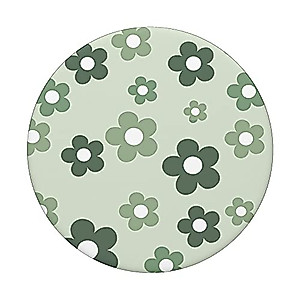Retro Aesthetic Sage Green Daisy Floral Pattern PopSockets Swappable PopGrip