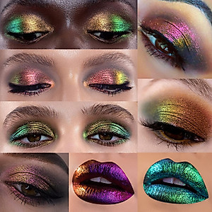 Liquid Glitter Eyeshadow, Chameleon Multichrome Purple Blue Holographic Eye Shadow, Intense Color Shifting Metallic Finish Eye Makeup, Long Lasting No Creasing Sparkle Eyeshadow, #05 GALAXY