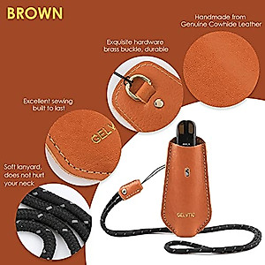 GELVTIC Leather Vape Holder Pouch Necklace Lanyard, Protective Case Cover for Vape Device Electronic Cigarette, Vape Carrying Case Bag Pocket (Brown)