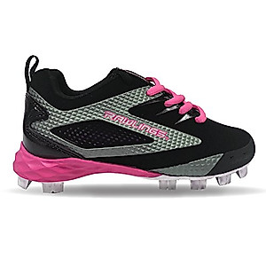 Rawlings Girl's Capture Baseball Shoe, Black/Pink, 3.0 M US Little Kid