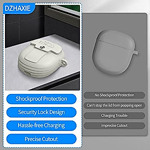 Case for Bose QuietComfort Earbuds II (2022), Silicone Safety Lock 360°Full-Body Shockproof and Scratch Resistant for Bose QC II with Carabiner and Lanyard(Off-White)