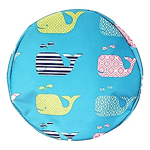 101 BEACH Fabric Bucket Tote Bag for Children - Toys - Easter Basket - Can Be Personalized (Turquoise Whale - Embroidered Name)