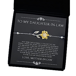 Daughter in Law Bracelet, To My Daughter-in-Law Gifts For Birthday, Valentine's Day, Wedding Day, Future Daughter-in-Law Gifts From Mother-in-Law, Silver Plated Zinc, Cubic Zirconia