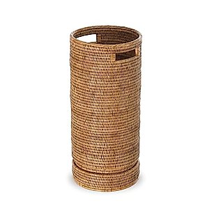 Kouboo 1060070 La Jolla Rattan Round Umbrella Stand with Water Catch, Honey Brown