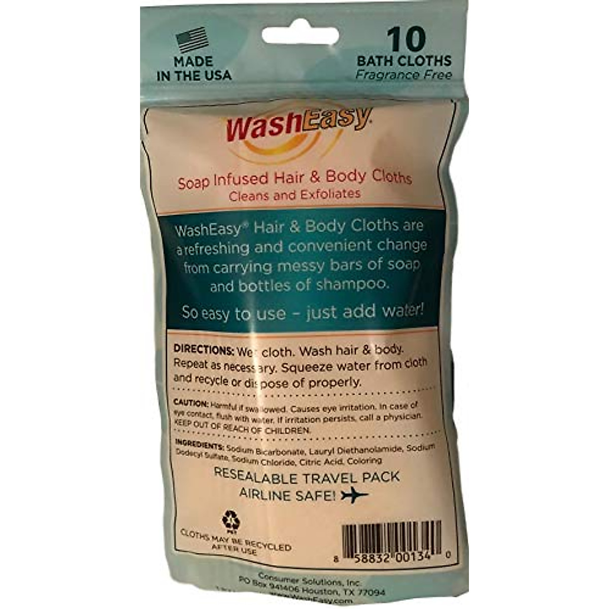 WASHEASY No Scent Hunting Wipes Soap Infused Hair and Body Cloths 10 pack Sheet Camping RV College Home Hunting Anywhere Use