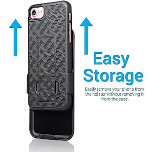 Aduro iPhone SE2/8/7/6/6s Holster Case, Combo Shell & Holster Case - Super Slim Shell Case with Built-in Kickstand, Swivel Belt Clip Holster for Apple iPhone SE 2nd Gen (2020) 8, 7, 6, 6s