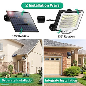iMounTEK Solar Flood Lights Outdoor, 228 LED Motion Sensor Outdoor Lights with Remote, IP65 Waterproof Solar Security Lights Outdoor with Detachable Solar Panel for Patio, Garage, Porch, Backyard
