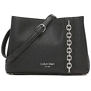 Calvin Klein Adeline Triple Compartment Crossbody, Black/Silver,One Size