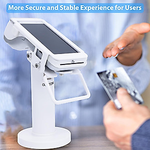CRIZISTON POS Terminal Stand for Pax A920/A920 Pro Credit Card Machine Stand, 7" Tall Tilt & Swivel Credit Card Reader Stand, Credit Card Terminal Stand with Complete Kit, Screw-in and Adhesive, White