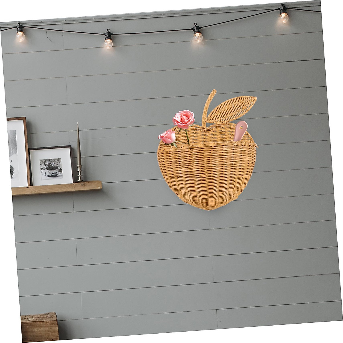 MAGICLULU Rattan Hanging Basket Rattan Storage Basket Woven Wall Hanging Basket Hand Woven Basket Rattan Wall Hanging Basket Apples Rattan Basket Hand Woven Hanging Basket