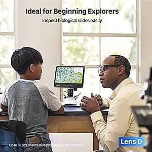 TOMLOV DM602 HDMI Digital Microscope with 3 Lens, Soldering Microscope with 10.1 Inch Screen, LCD Coin Microscope Full View, 2K Video Microscope for Adults, Biological Slide Microscope, 64GB