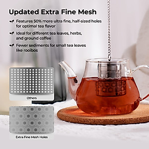 Reinmoson Tea Strainers for Loose Tea, Extra Fine Mesh Tea Infuser for Loose Leaf Tea, 304 Stainless Steel & Updated Slim Threaded Lid, Loose Leaf Tea Steeper for Black Tea, Rooibos, etc