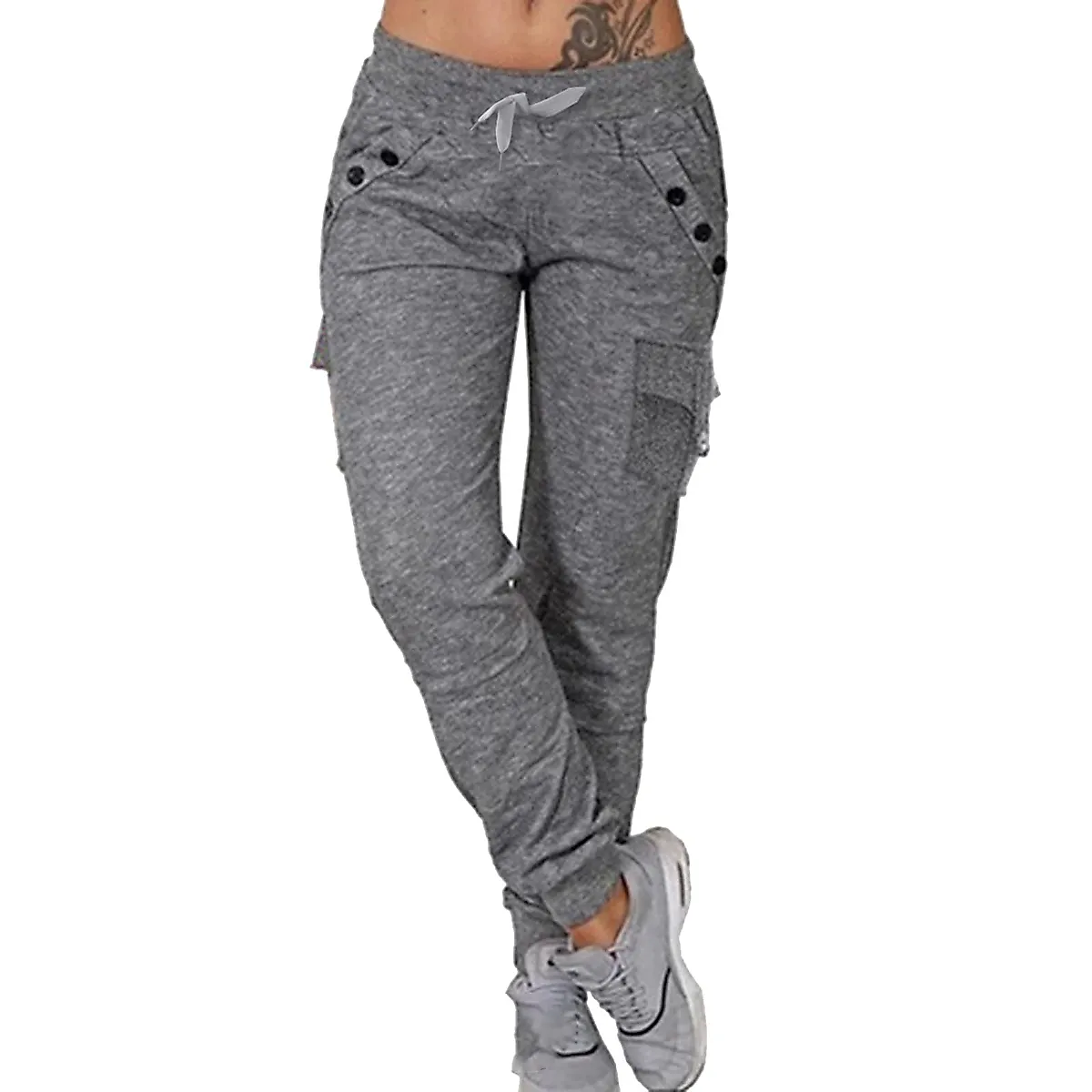 Leggings for Women with Pockets Women's High Waist Jogger Pants - Casual Cargo Elastic Waistband Sweatpants Tapered Fatigue with 6 Pockets Hiking Pants Women Linen Pants Women Summer Set B29