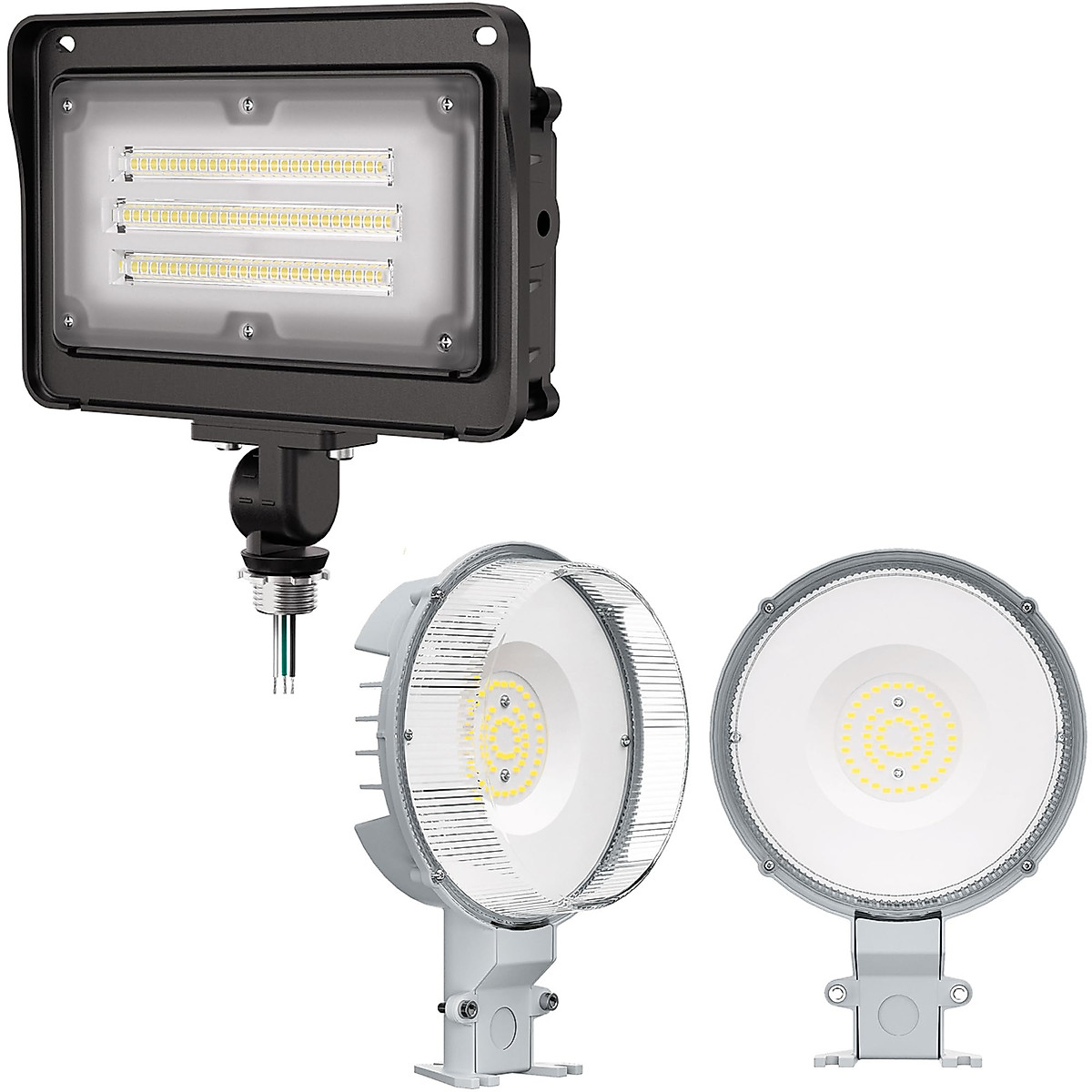 CINOTON 42W LED Barn Light Dusk to Dawn Outdoor Lighting and 50W Dusk to Dawn LED Flood Light Outdoor 5000K Knuckle Mount