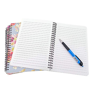 4 Pack A5 Spiral Notebook Journal,Wirebound Ruled Sketch Book NotePad Diary Memo Planner,A5 Size(8.3X5.7") & 80 sheets (Floral)
