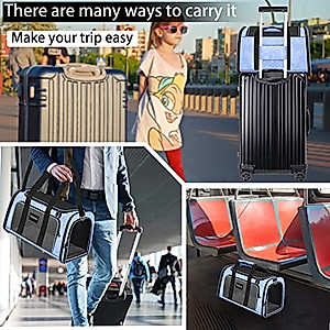 Dog Carrier Cat Carriers Airline Approved Pet Carrier for Small Medium Dogs Cats Puppies Collapsible Soft Sided Travel Puppy Carrier Bag (Medium, Blue)