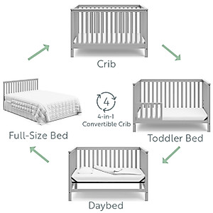 Storkcraft Hillcrest 4-in-1 Convertible Crib (Black) - Converts to Daybed, Toddler Bed, and Full-Size Bed, Fits Standard Full-Size Crib Mattress, Adjustable Mattress Support Base