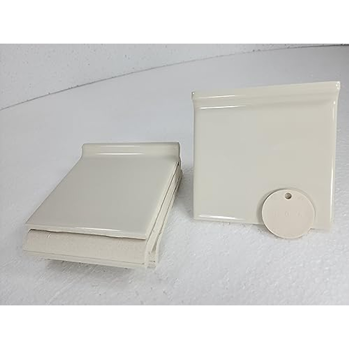Beige Bone Almond Ceramic Tile Backsplash Cove Base 4.25 in Subway Square Wall Baseboard Floor Transition Trim Rounded Curved Edge 5 Piece Box