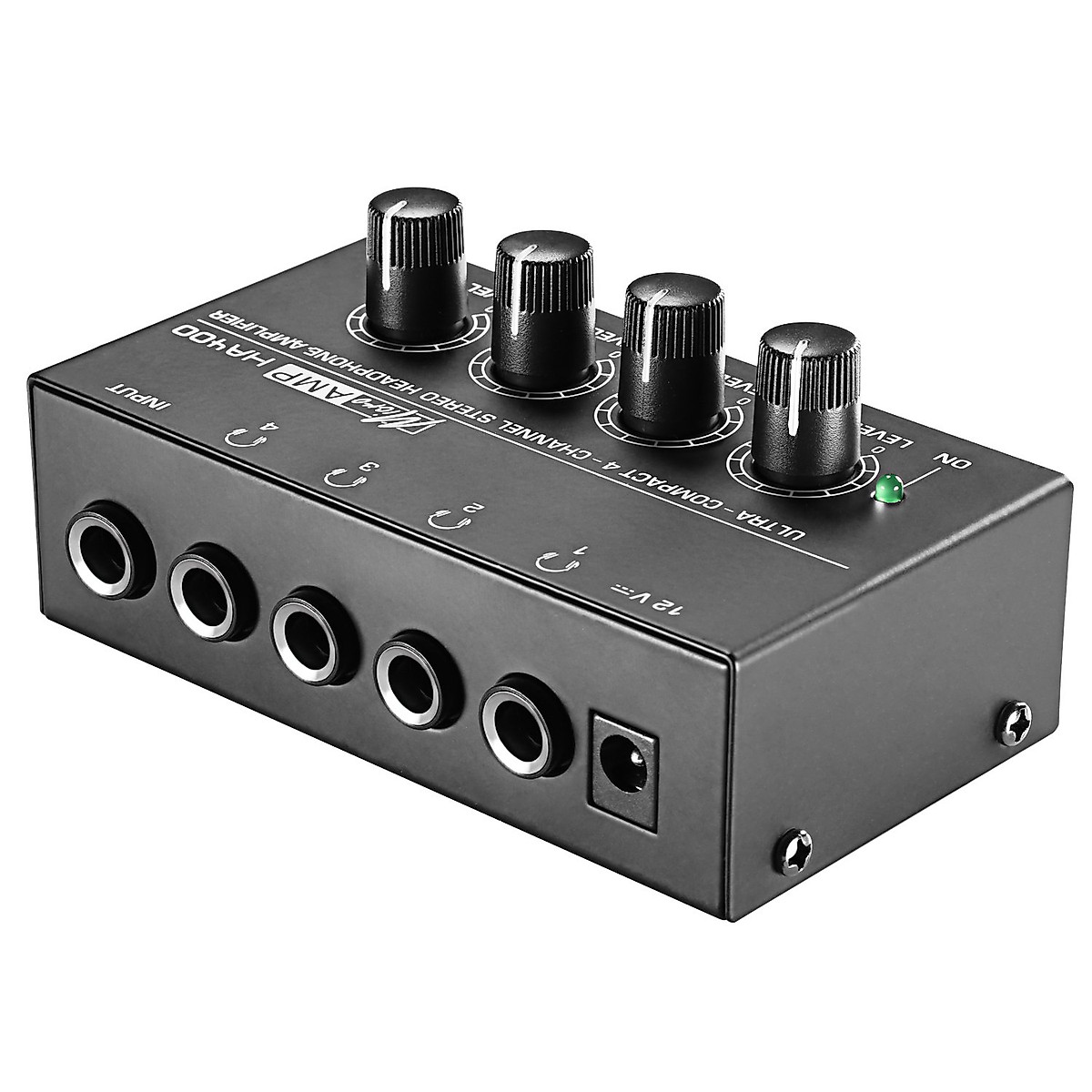 Neewer Super Compact 4-Channel Stereo Headphone Amplifier with DC 12V Power Adapter for Sound Reinforcement, Studio, Stage, Choir, Personal Recording, Features Ultra Low Noise (Original Version)